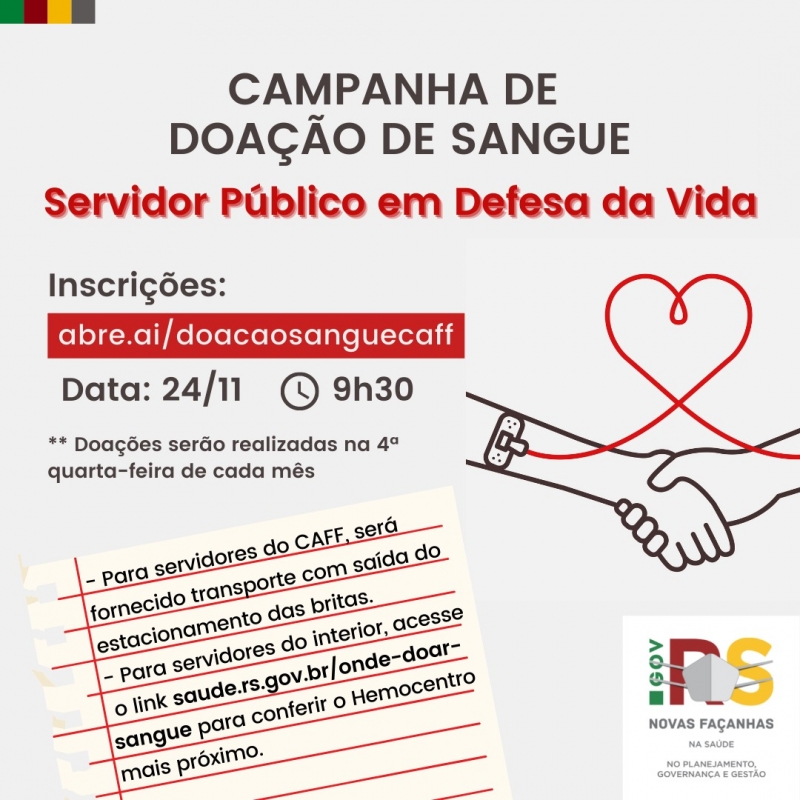 Escola De Saúde Pública Esp Rs Divulga A Campanha De Doação De Sangue